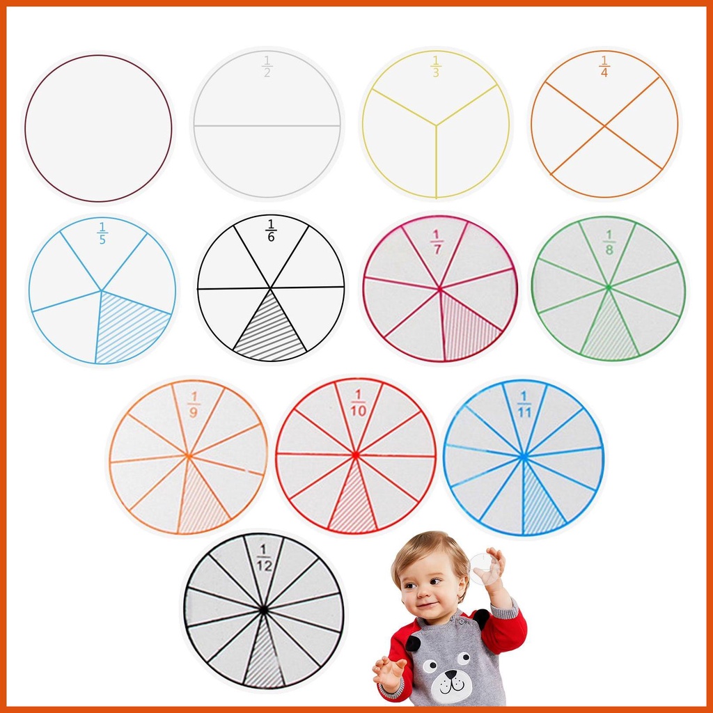 Math Numbered Fractions Circles Educational Fraction Manipulatives ...