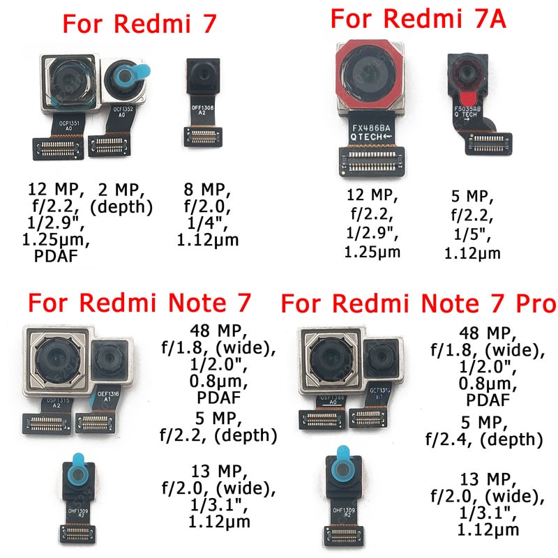 Front Rear Back Camera For Xiaomi Redmi 7 7A Note 7 Pro Main Facing ...