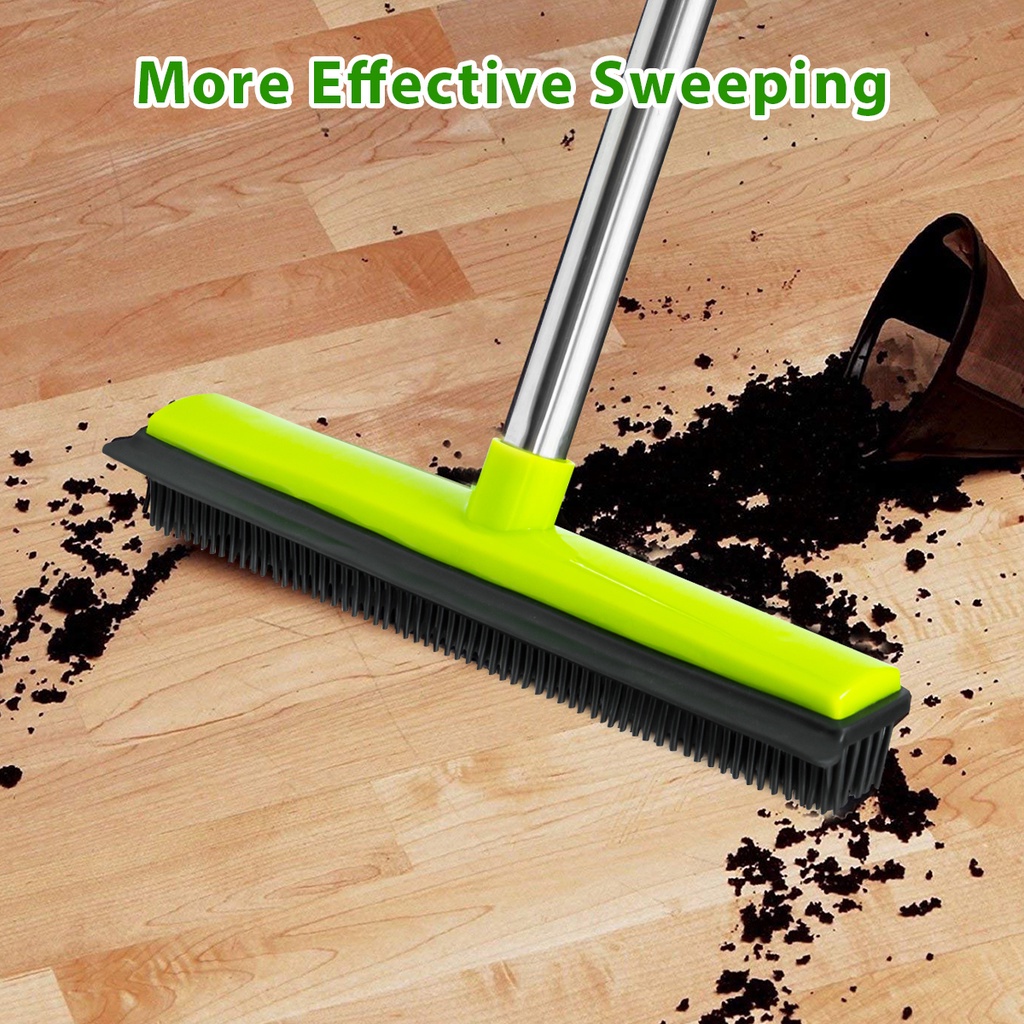 CGACOL Rubber Floor Broom Carpet Rake Rubber Brush Broom with Soft ...