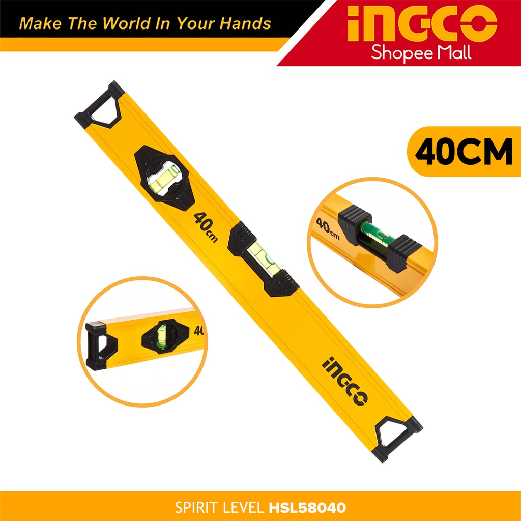 Ingco Spirit Level Leveling Tool 40CM-60CM HSL58040 / HSL58060 SS IHT ...