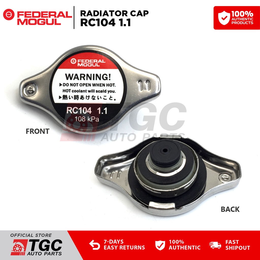 Federal Mogul Radiator Cap RC104 1.1 / 108 kPa 16PSI 1.1KG/CM2 for Honda/Mitsubishi/Toyota 1pc ...