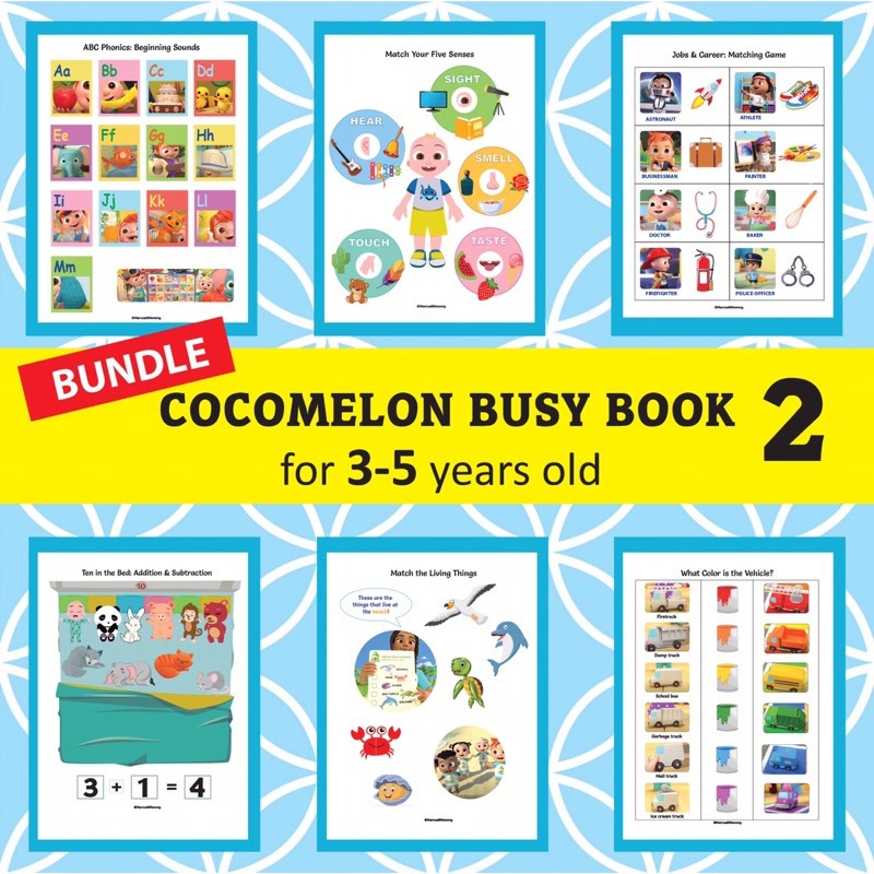 Cocomelon Bundle #2 | Busy Book Learning Binder for Preschool and ...