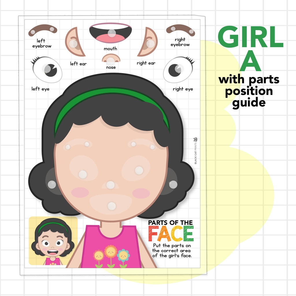 Parts of the Face with Velcro Dots Activity Sheet (A4 Size with Cut ...