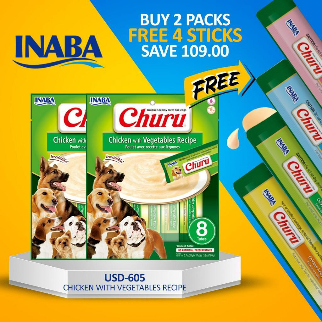 INABA Churu Dog Chicken with Vegetables Recipe 20gx8 sticks (USD-605) | Shopee Philippines