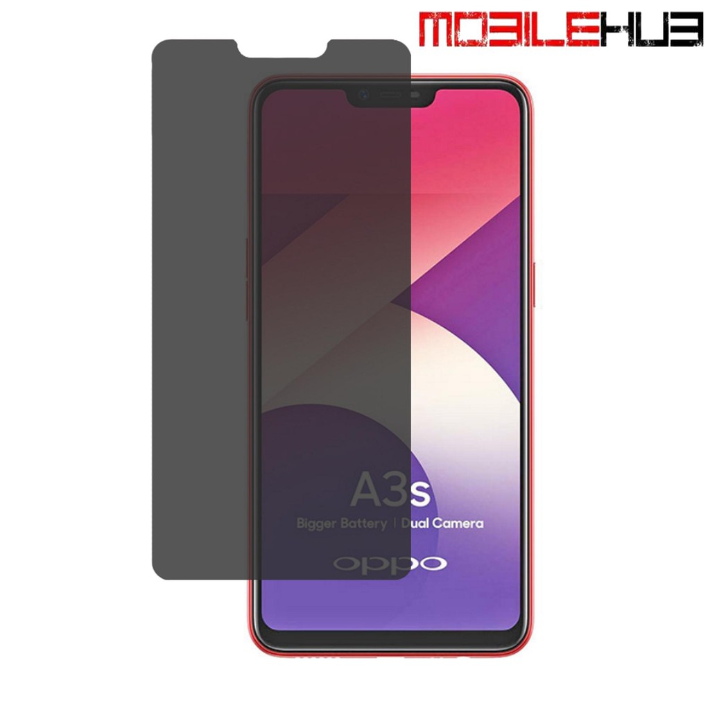 Oppo A3S Privacy Full Tempered Glass Anti-Spy Protection Screen ...
