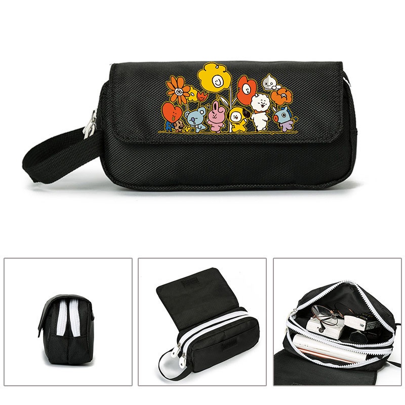 Double Layer Korean BTS BT21 Pencil Case Cartoon Pen Bag Student ...
