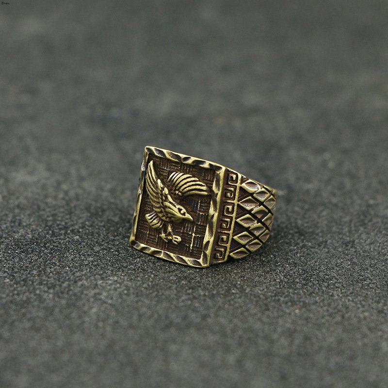 Yueying Collection Of Antique Bronze Brass Ring By Hand Eagle Ring Ring ...