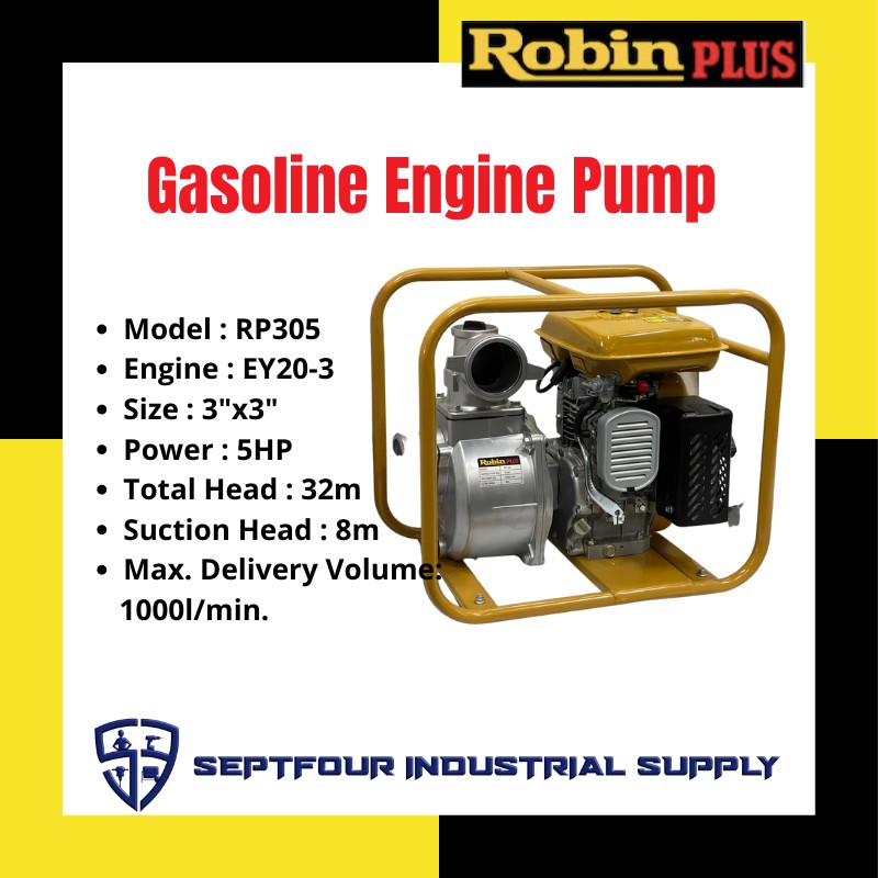 ROBIN-PLUS 3x3 Portable Self-Priming Gasoline Centrifugal Pump RP305 ...