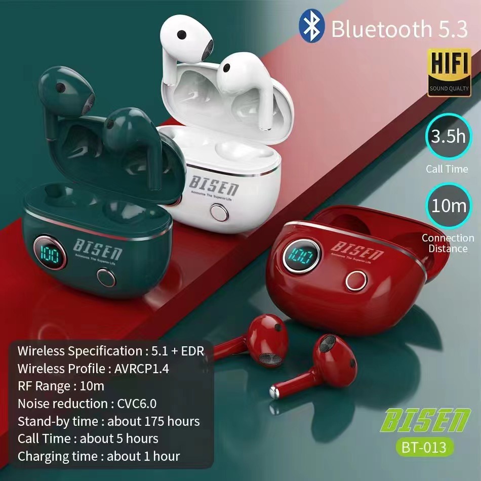 BISEN BT 013 Tws Bluetooth Earphone Touch Earphones Kes Wireless ...