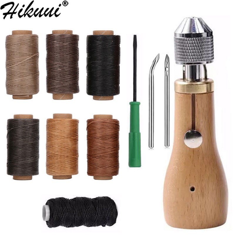 Leather Sewing Awl Set with Flat Waxed Thread Needle Leather Shoemaker ...