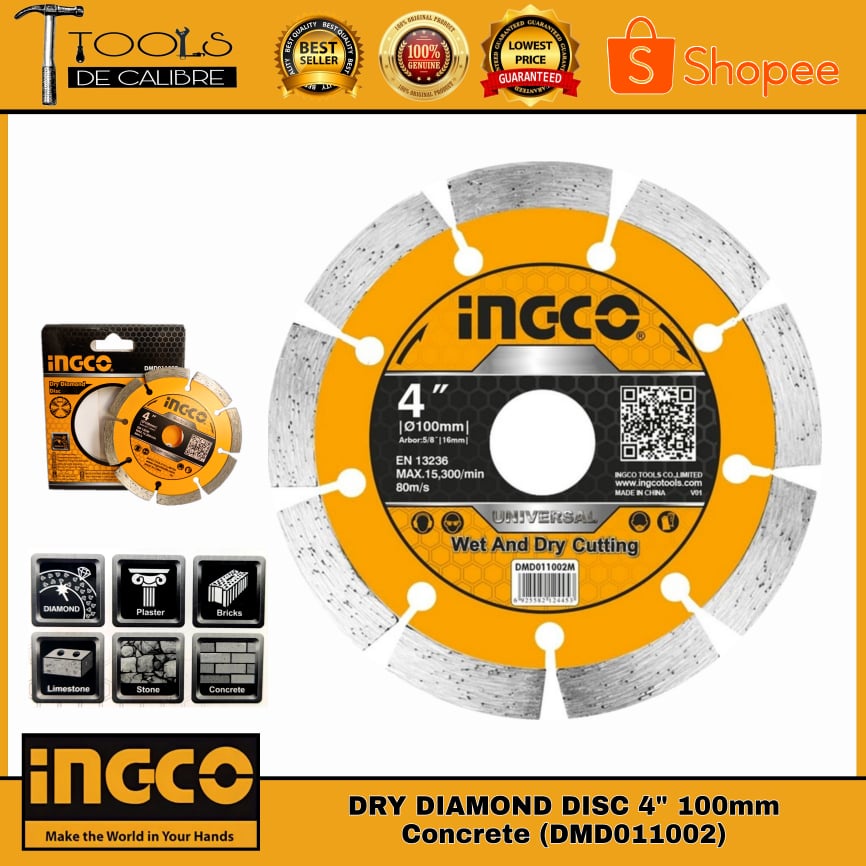 INGCO Dry Diamond Disc 4" 100mm Concrete (DMD011002) | Shopee Philippines