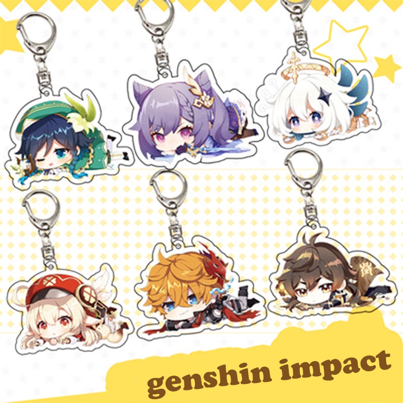 Game Genshin Impact KeyChain Keqing Qiqi Xiao Zhongli Acrylic Pendants ...