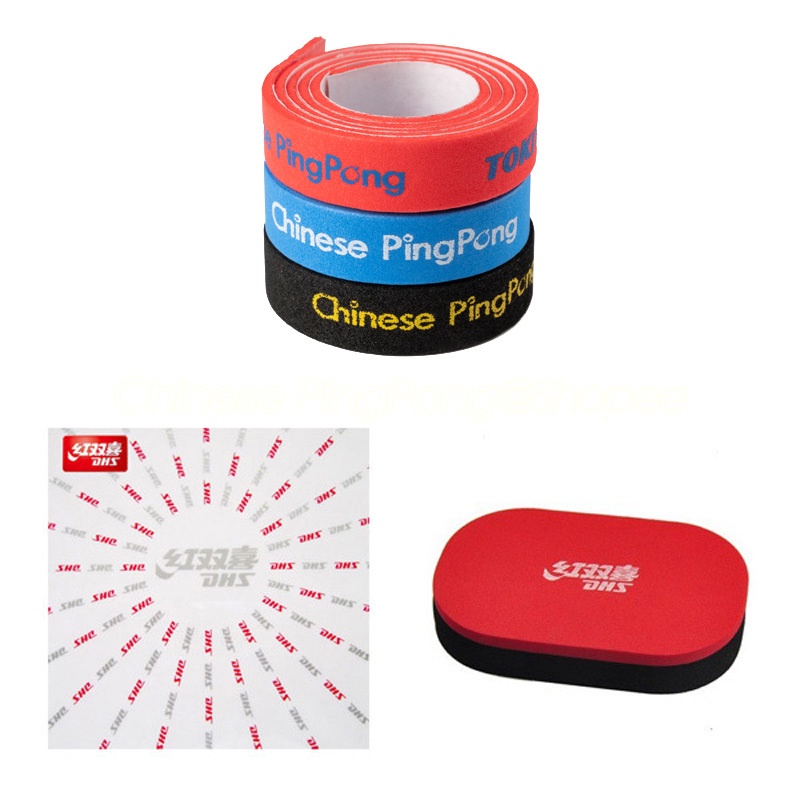 DHS Table Tennis Protective Film + Rubber Cleaner + 3x TOKTEE Edge Tape ...
