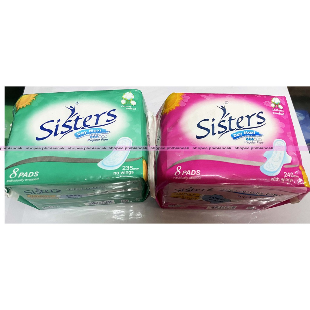 SISTERS NAPKIN FEMININE PADS REGULAR AND WITH WINGS (8 PADS) (BEAUTY ...