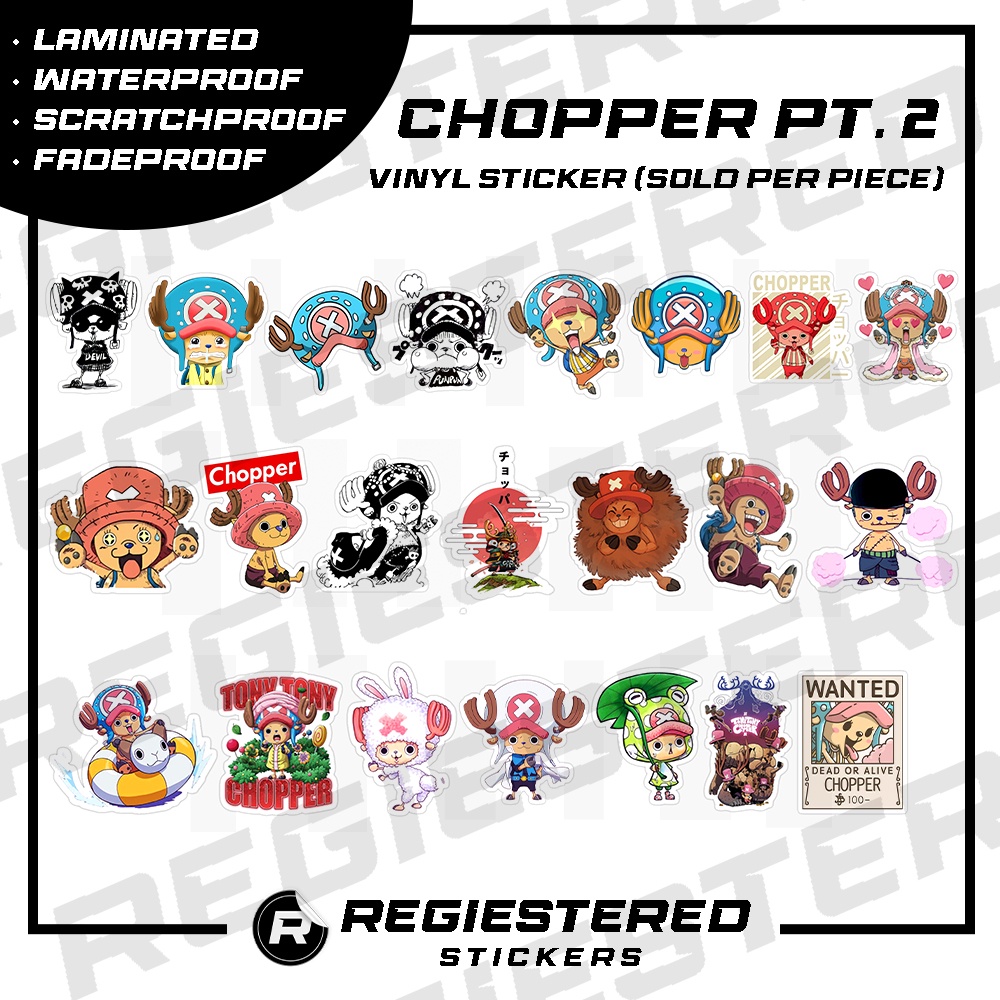 PT 2 Tony Tony Chopper One Piece Vinyl Sticker Waterproof Phone Helmet ...