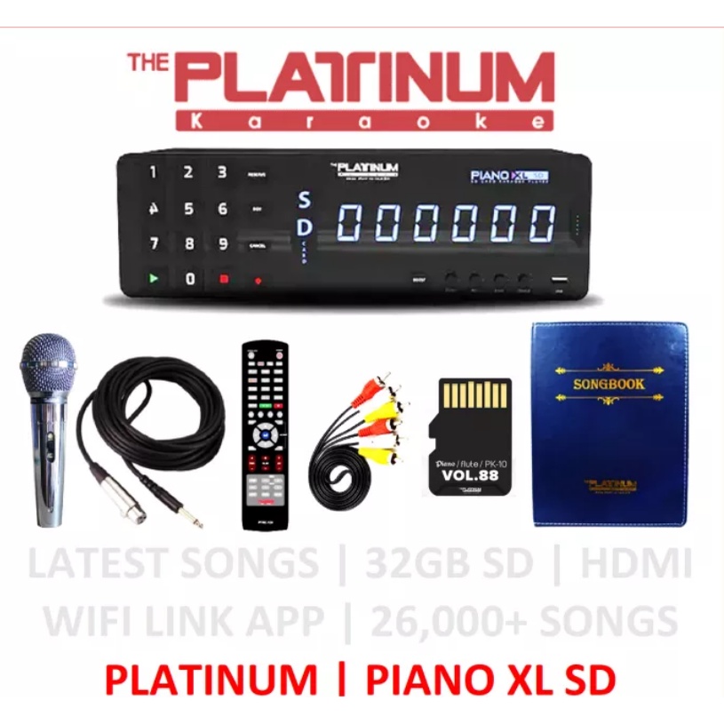 Platinum Karaoke Piano XL SD Player with 21,000++ Songs and Free Platinum KS-5000 Microphone ...