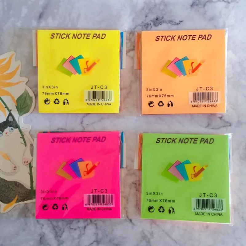 Neon Color 3 inch * 3 inch Sticky Note 100 sheets | Shopee Philippines