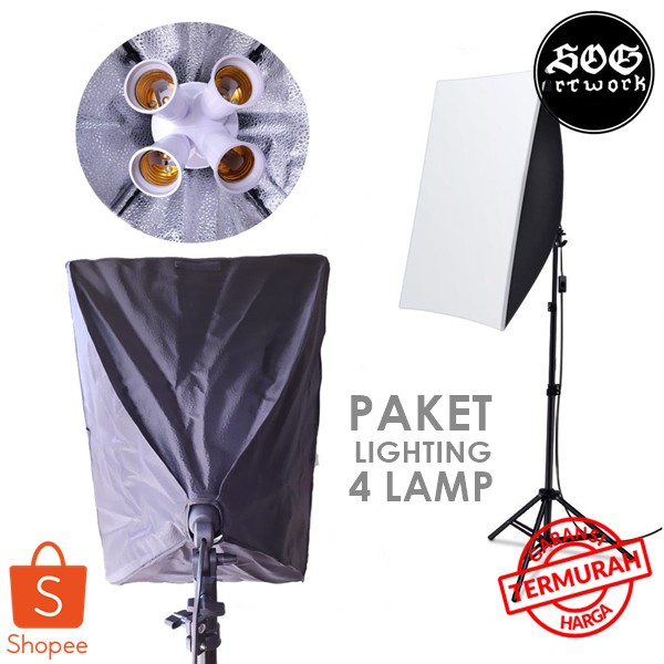 2 in 1 Studio Light Package Fitting 4 lamp holder stand tripod for ...