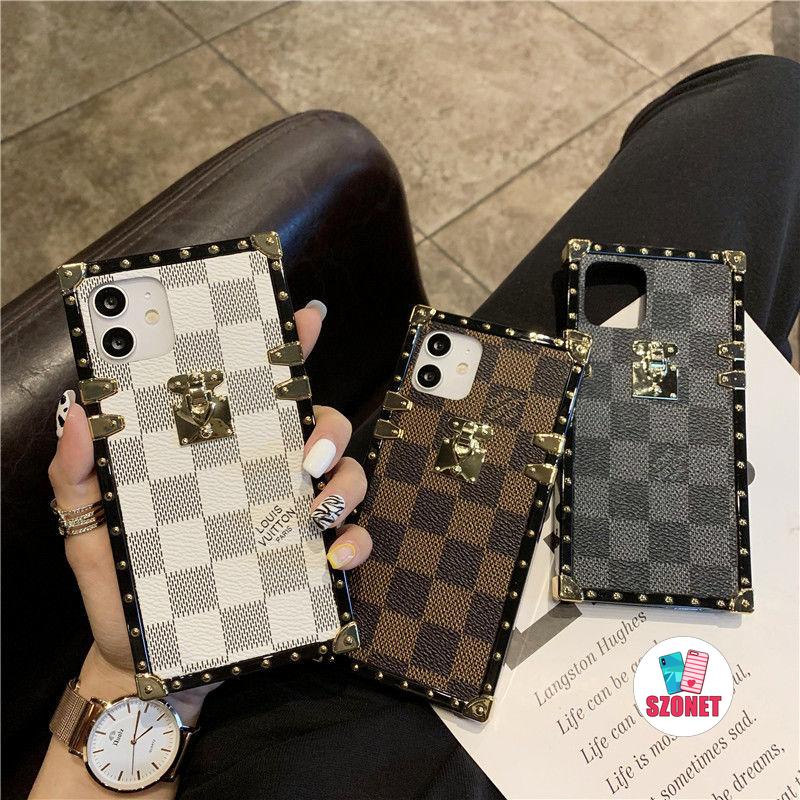 Square Straight Edge Luxury Leather Hard iPhone Case For iPhone 17 16 ...