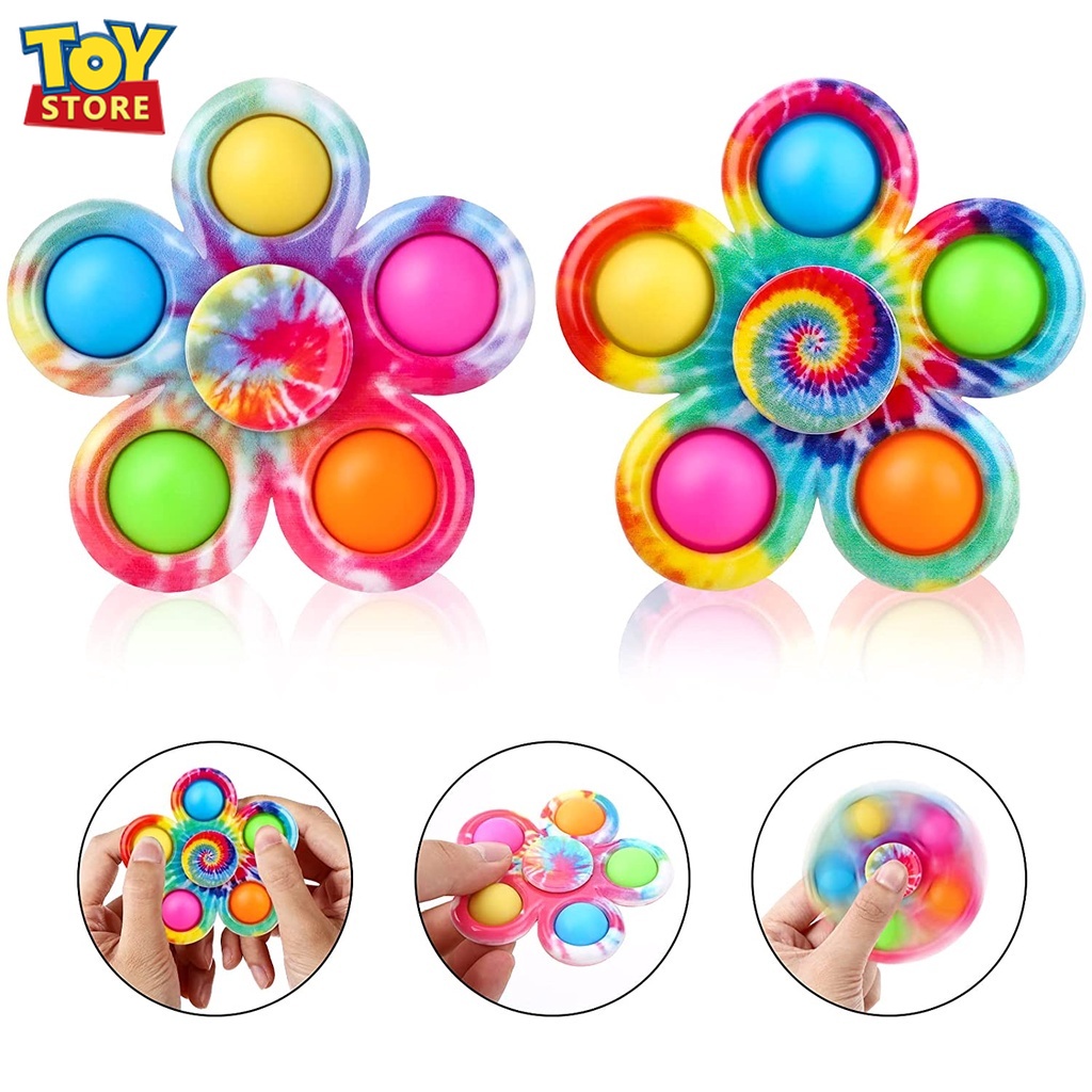 Simple Dimple Push Wave Bubble 5 Color Fingertip Gyro Decompression Toy ...