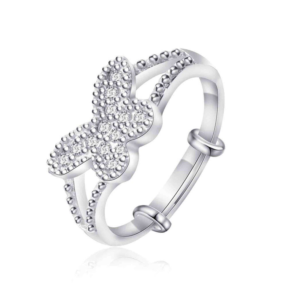 Morning Star Silver KR009 925 Italy Silver Kids Ring Dazzling ButterFly ...