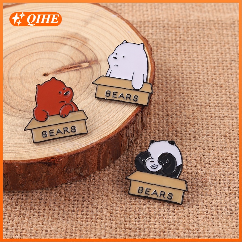 3 Style Cute Animal Cartoon Panda Enamel Lapel Pins Bear Badge Brooches ...
