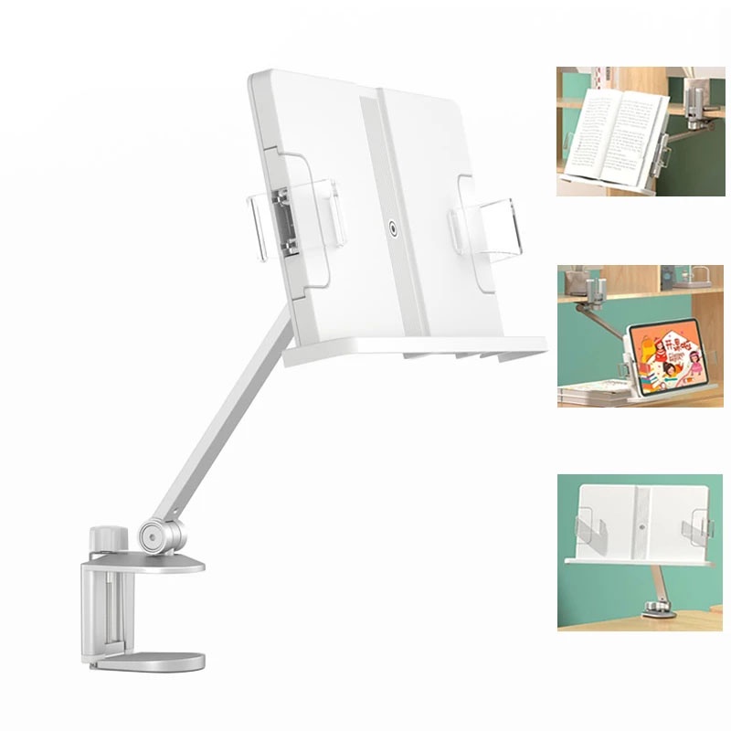 Desk Clamping Aluminum Reading Book Stand Multi-angle Adjustable ...