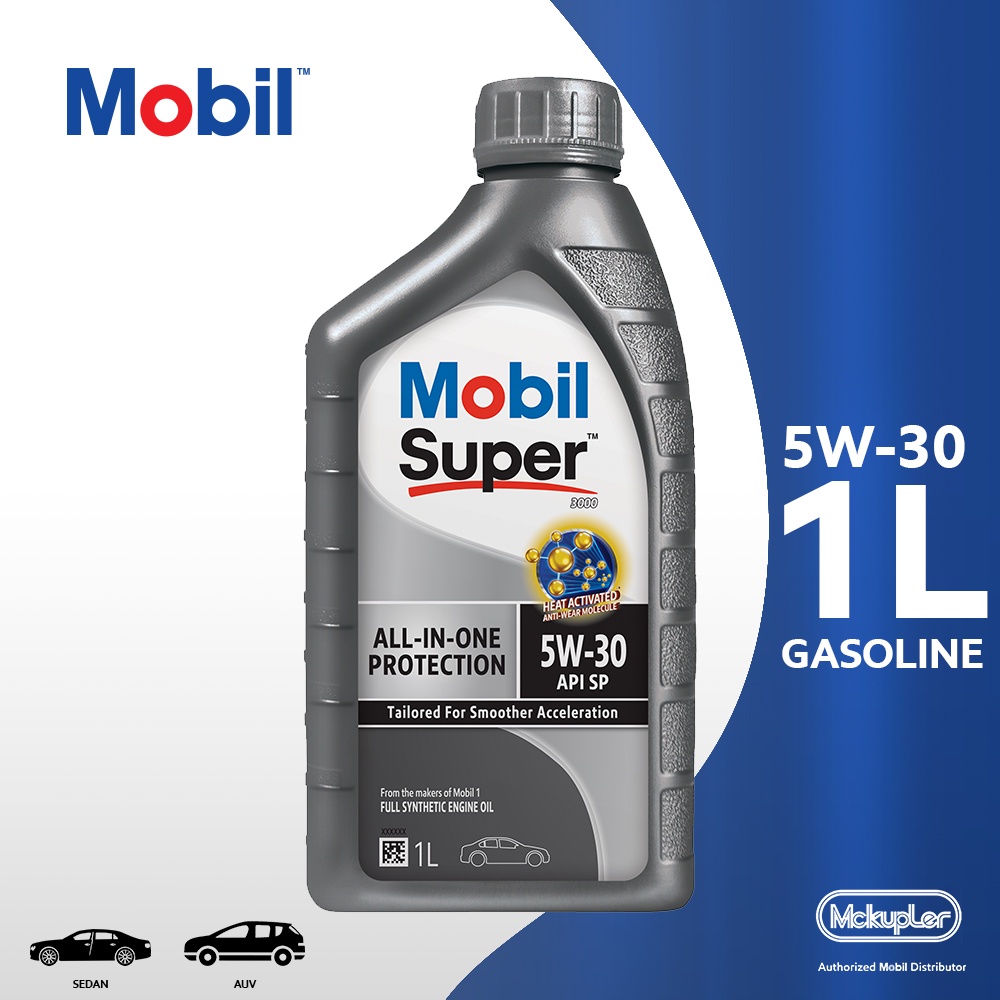 Mobil Super 3000 5W-30 Fully Synthetic Gasoline Engine Oil 1 Liters ...