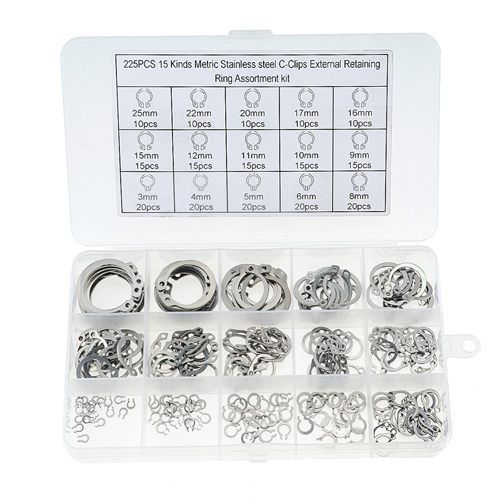 225PCS/BOX 3-25mm 304 Stainless Steel Internal Circlip Retaining Ring ...