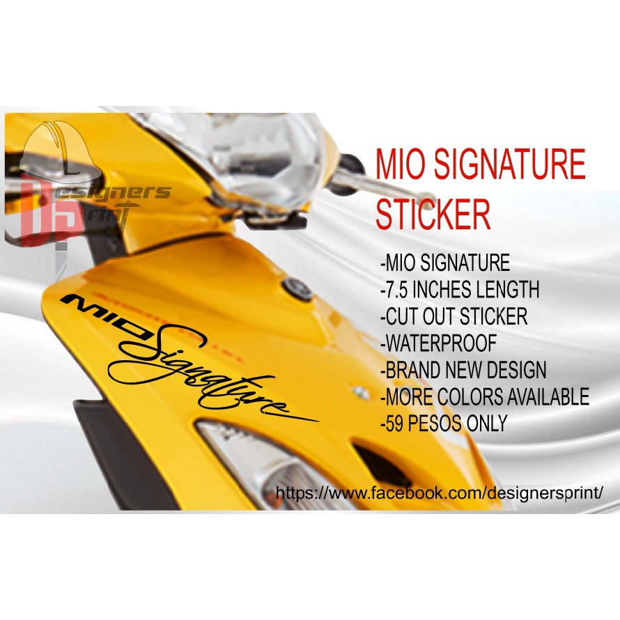 Mio Signature Sticker - 7.5inches Length, Cut Out Sticker, Waterproof ...