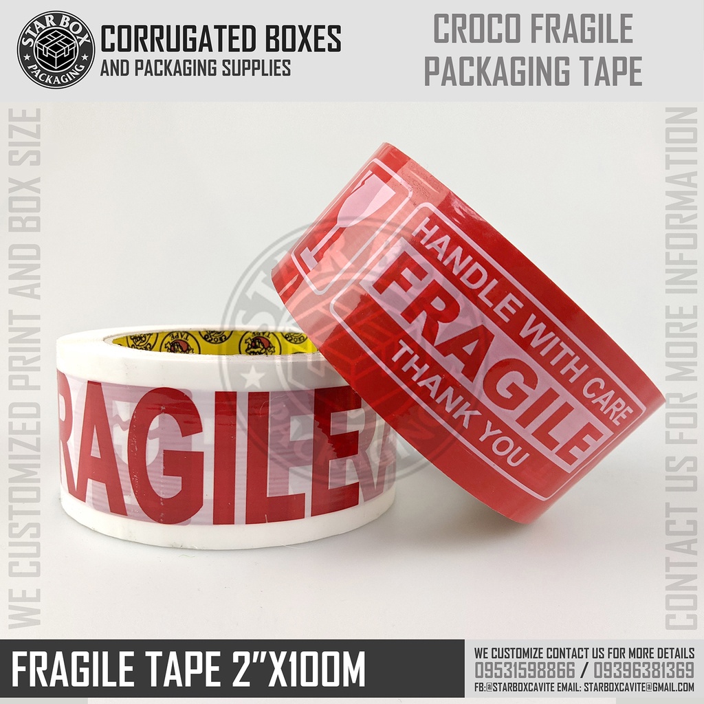 Starbox Fragile Tapes Warning Packing Label Packaging Tape Clear Tape ...