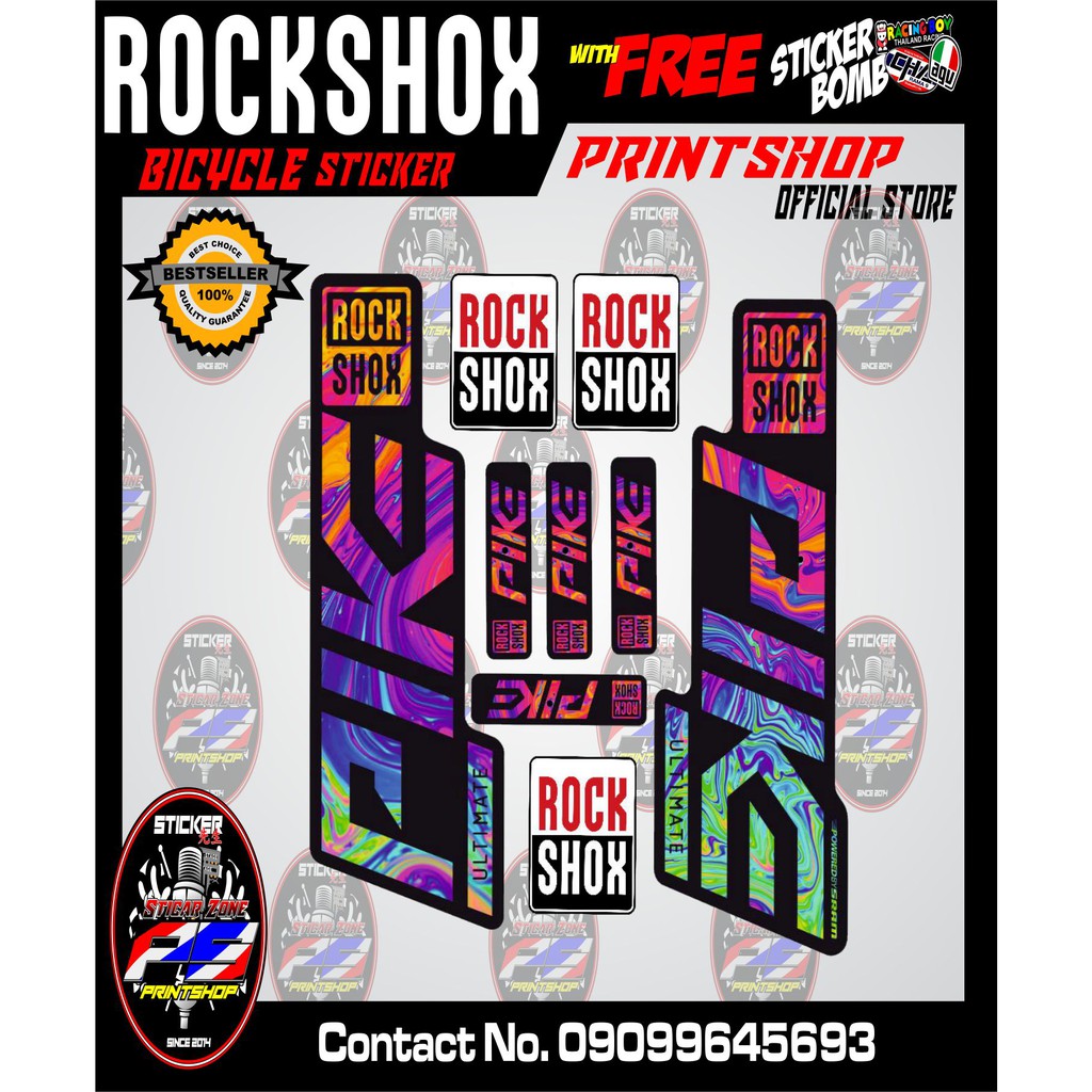 Rock Shox Fork Bike sticker decals glossy laminatedpre-cut (1.3in x 7 ...