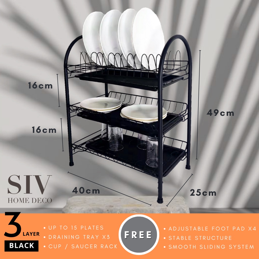 Siv 2/3-Tier Dish Rack Dish Drainer Dish Cabinet Kitchen Countertop ...