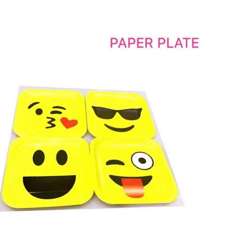 W&G EMOJI PLATES SQUARE SHAPE PLATE EMOJI THEME PLATES PACK OF 10 PAPER ...