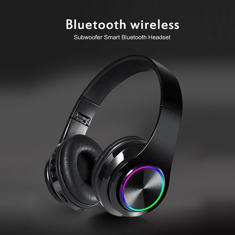 Wireless Bluetooth Headphones Colored LED Lights Gaming OverEar Headset ...