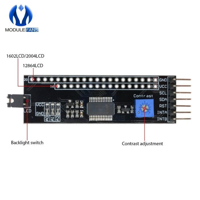 I2c Module Graphics Lcd 12864 Adapter To I2C Driver Mcp23017 5V ...