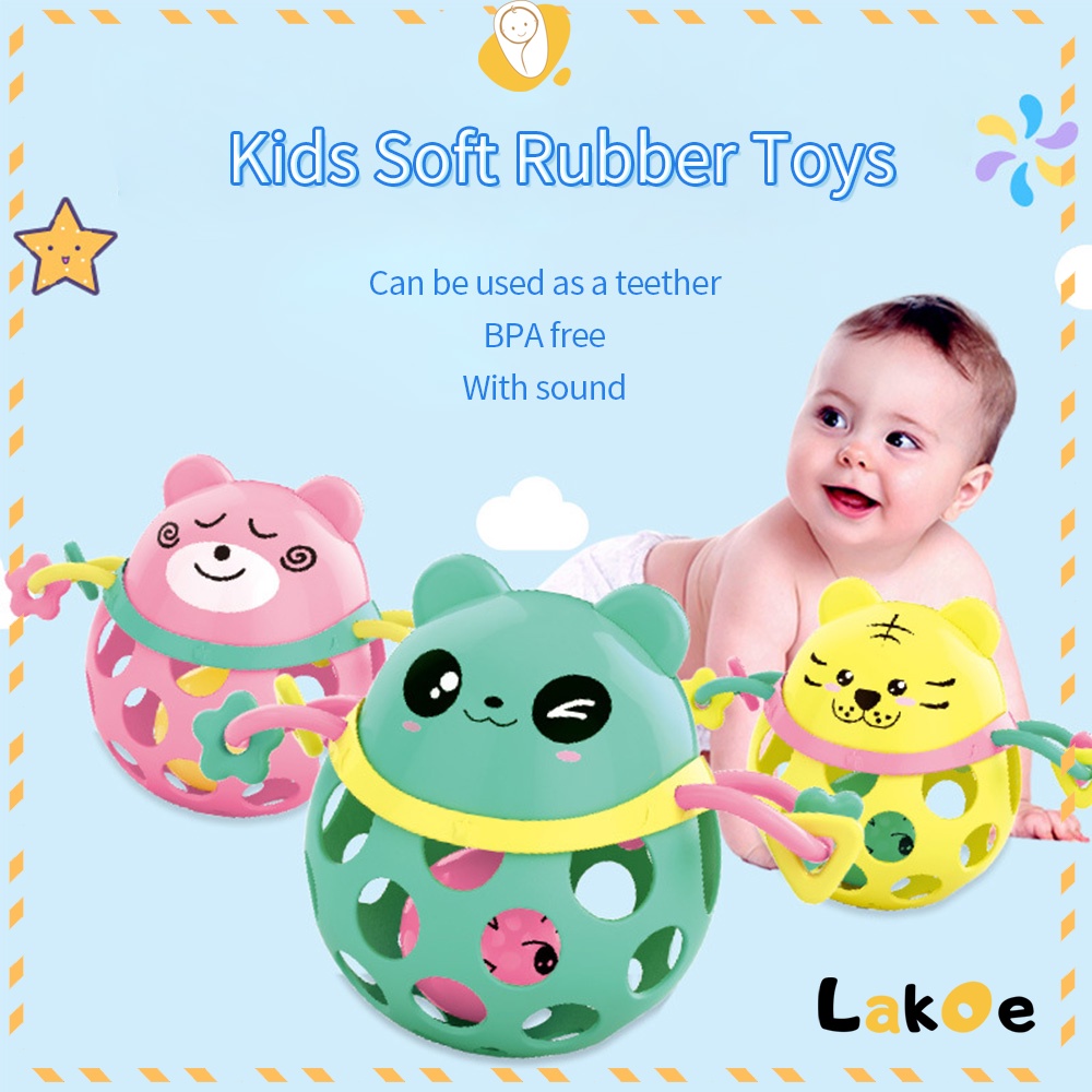 Lakoe Soft rubber toys BPA free rattle baby with sound | Shopee Philippines
