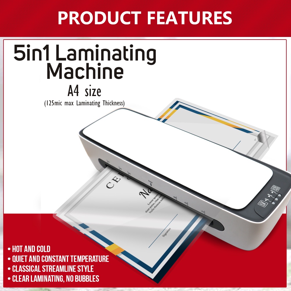 QUAFF 5 in 1 Laminator Laminating Machine A4 (max laminate 125mic) SL ...