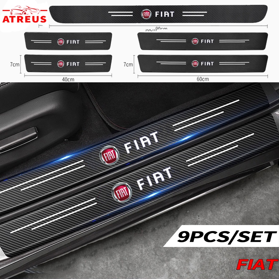 For Fiat Carbon Fiber Car Door Sticker Protector Auto Threshold Strips ...
