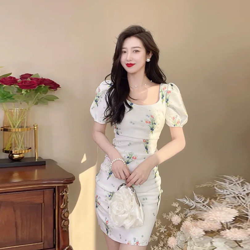 French Elegant off Shoulder Slim Fit Sheath Dress Seaside Vacation ...