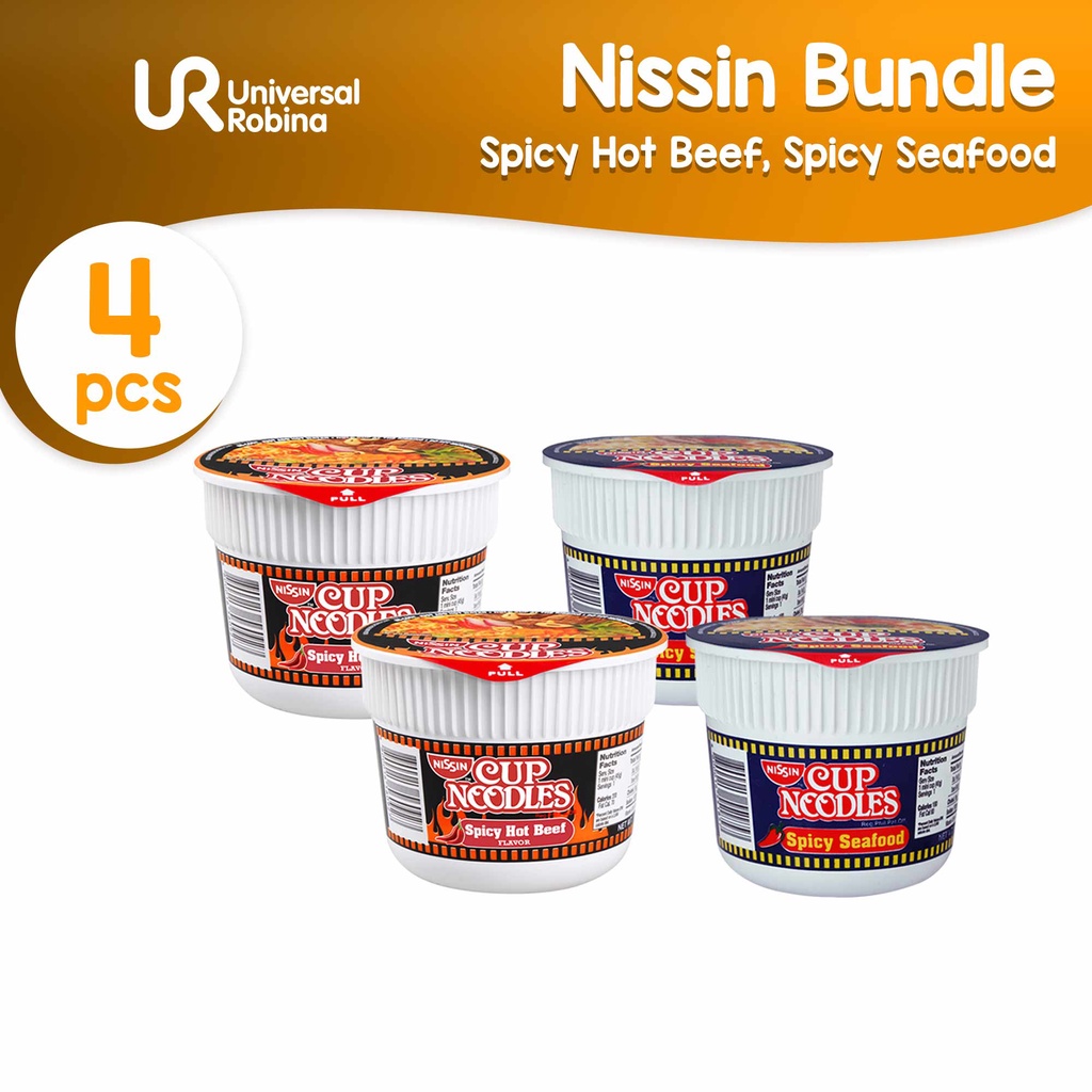 2 x Nissin Cup Mini Spicy Hot Beef + 2 x Nissin Cup Mini Spicy Seafood | Shopee Philippines