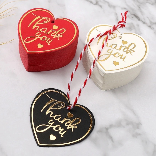 (100pcs) Gold Stamping Paper Gift Tags Black, White, Red Hang Label ...