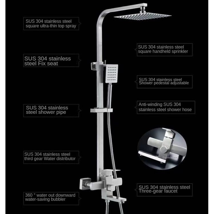 SUS 304 Stainless Shower Set Mixer Faucet Matte Design | Shopee Philippines