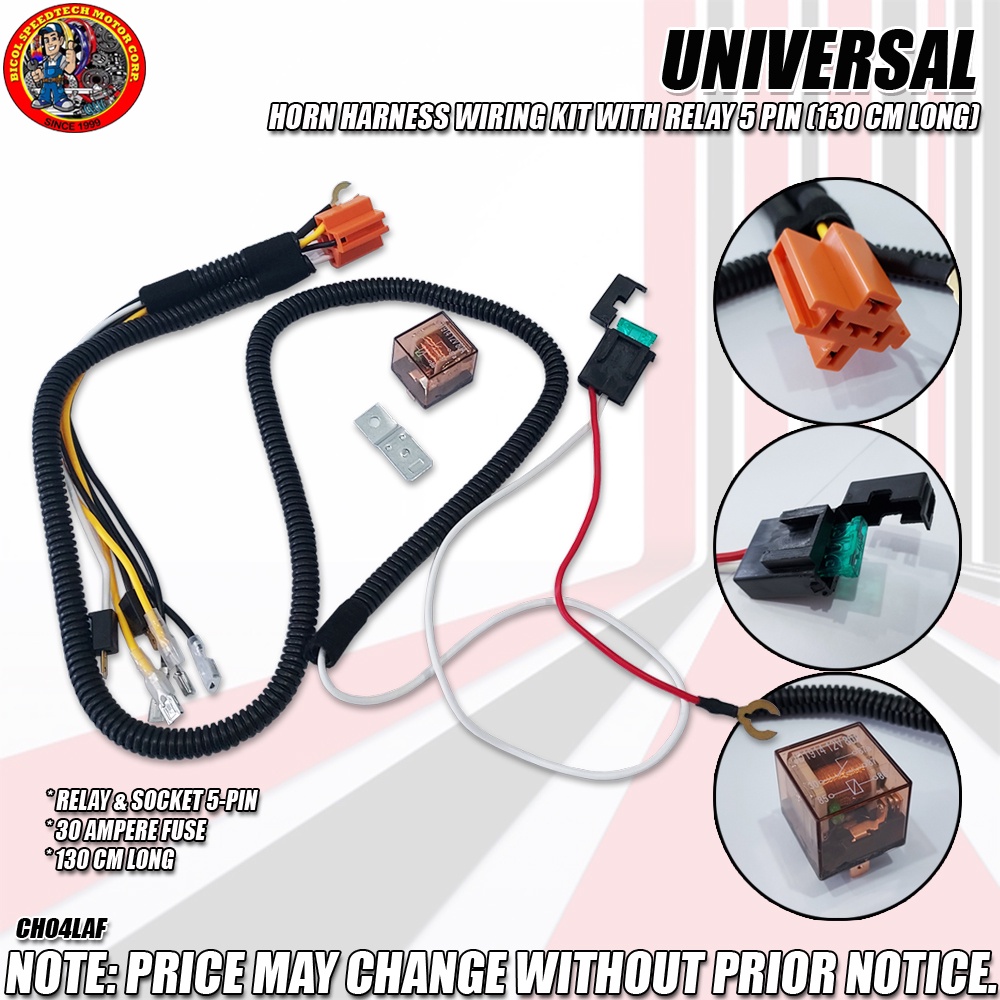 UNIVERSAL HORN HARNESS WIRING KIT WITH RELAY "130CM LONG" (CH04LAF ...
