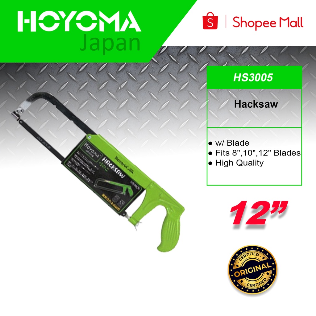 HOYOMA JAPAN Hack Saw Hacksaw with Blade 12" 300mm For Metal HS3005 ...