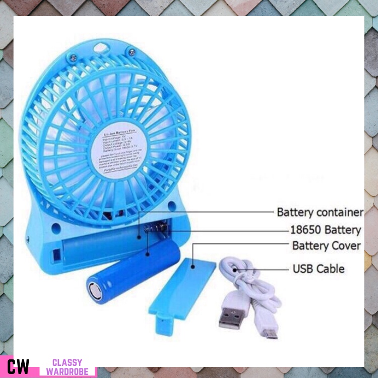AUTMini Rechargeable Portable Electric Desk Fan (Random Color) | Shopee ...
