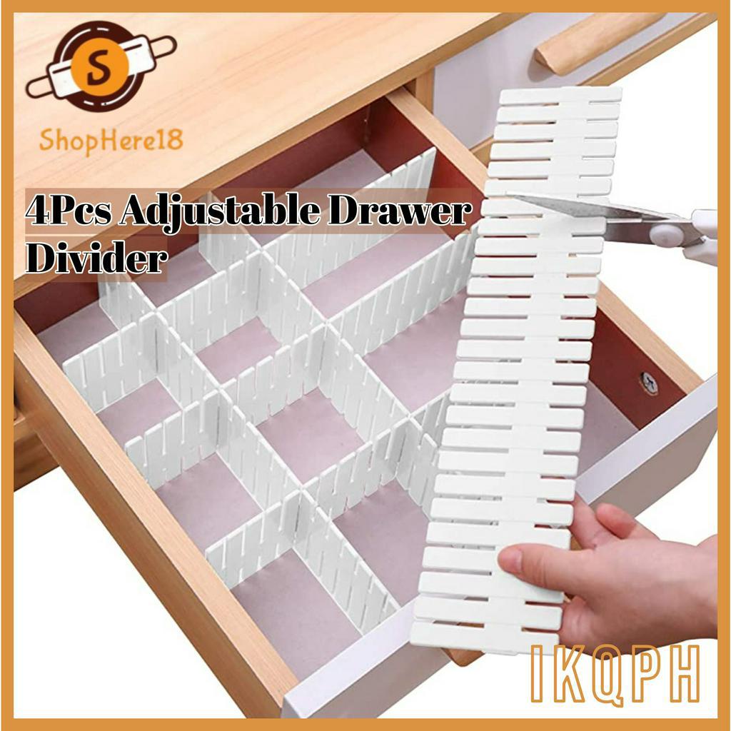 ikqph 4Pcs Adjustable Drawer Divider DIY Storage Shelves Free ...