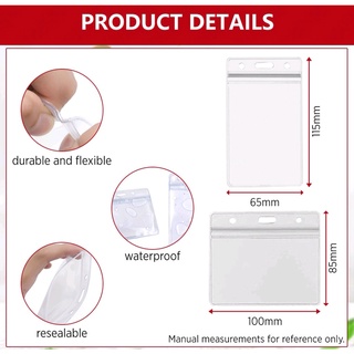 (100PCS)Transparent Plastic ID Holder with Zip Lock Vertical ...