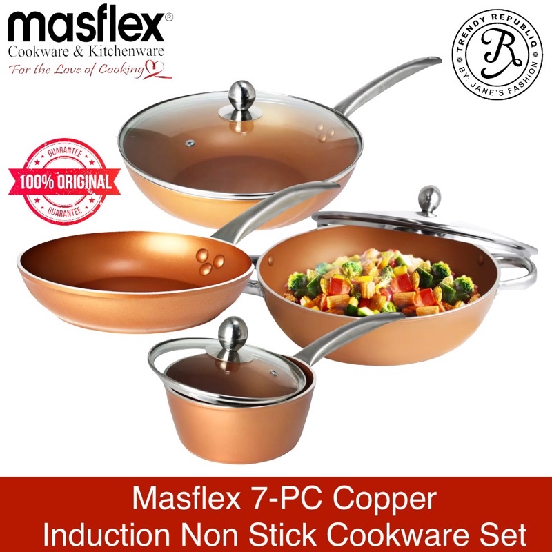 Masflex Copper Seried 7-Piece Induction Non Stick Cookware Set | Shopee ...