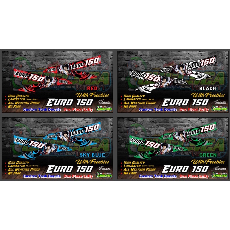 Euro 150 One Piece Custom Stock Decals / Stickers with freebies ...